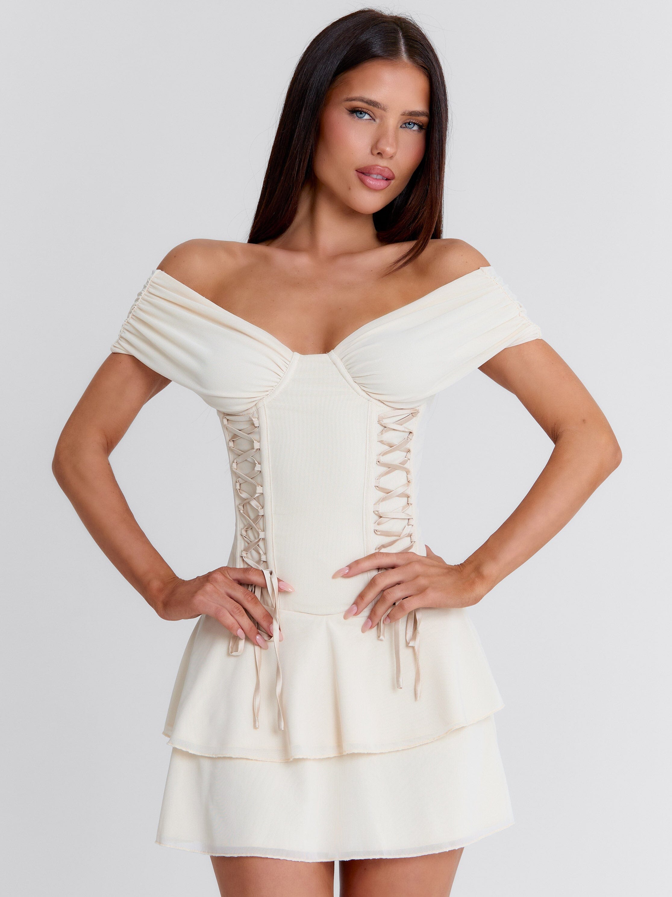 Adalyn Mini Dress Ivory | Outcast