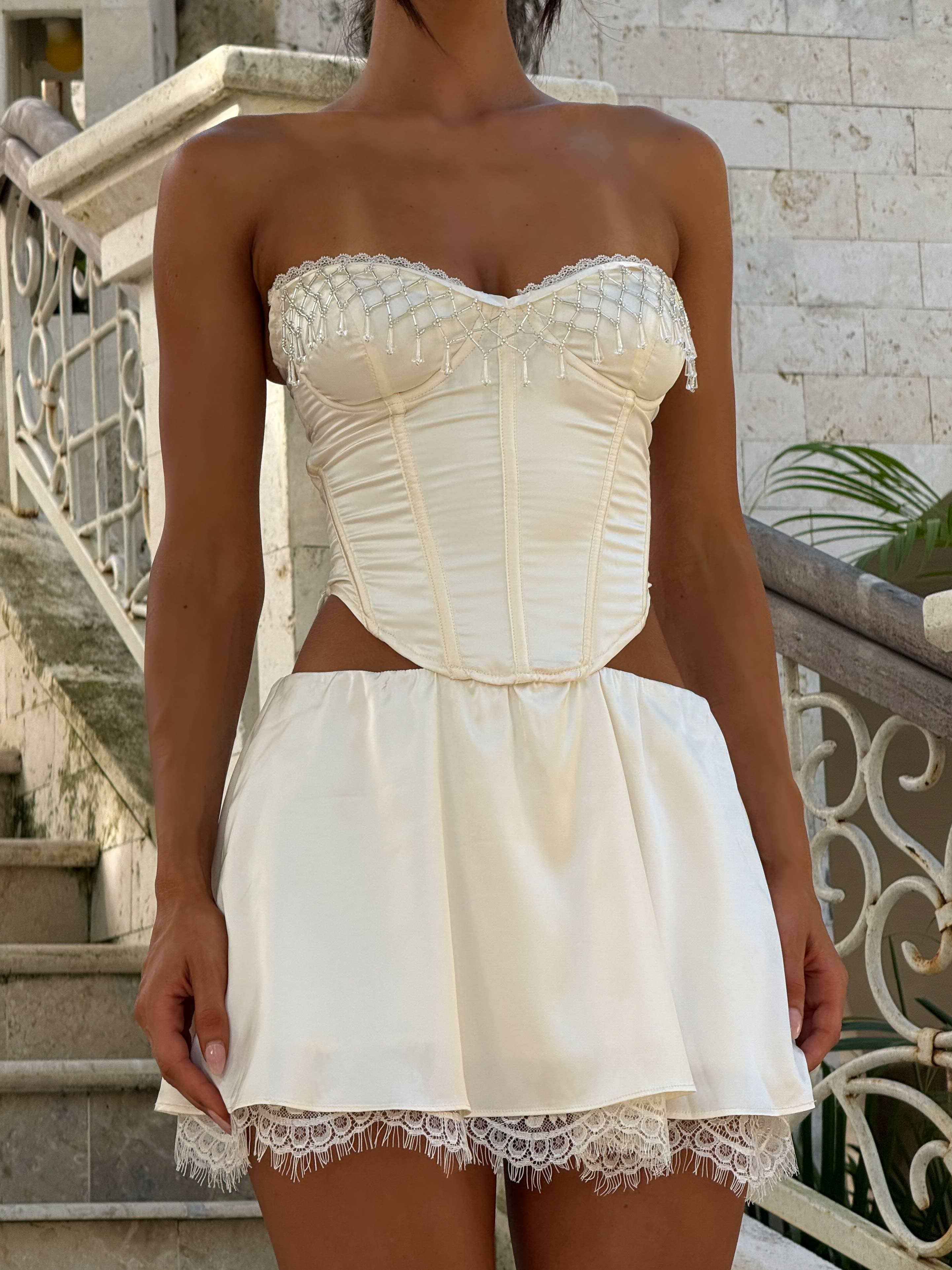 Cathia Mini Dress Ivory | Outcast